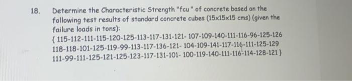 Solved Determine the Characteristic Strength " fcu " of | Chegg.com