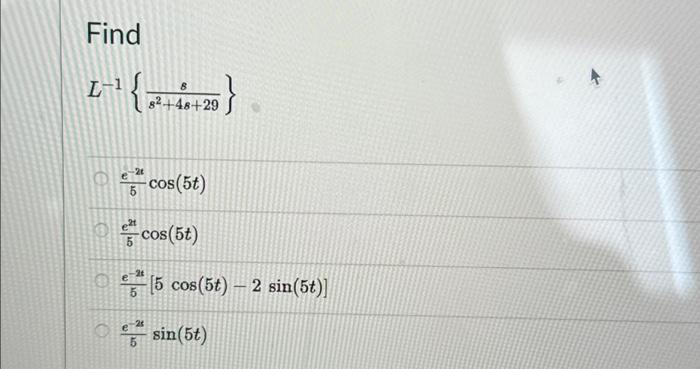 Solved Find [ egin{array}{l} L^{-1}left{rac{8}{s^{2}+4 | Chegg.com