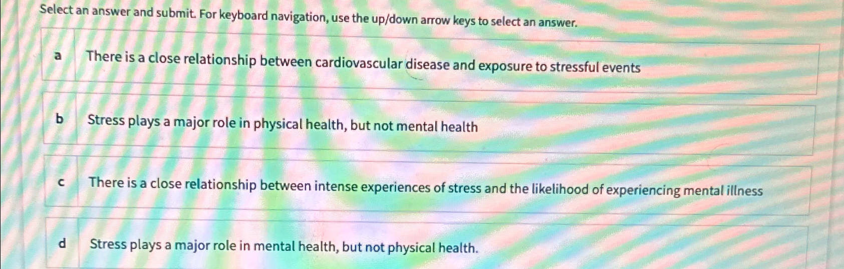 Solved Select an answer and submit. For keyboard navigation, | Chegg.com