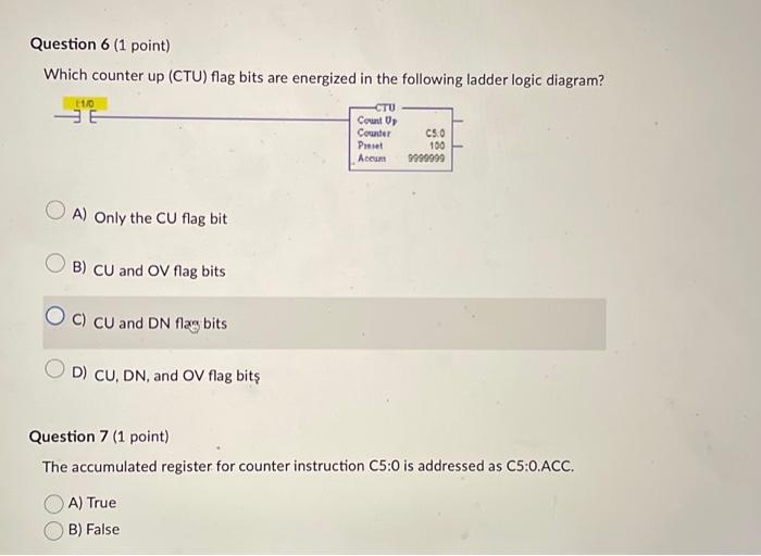 Solved Which counter up (CTU) flag bits are energized in the | Chegg.com