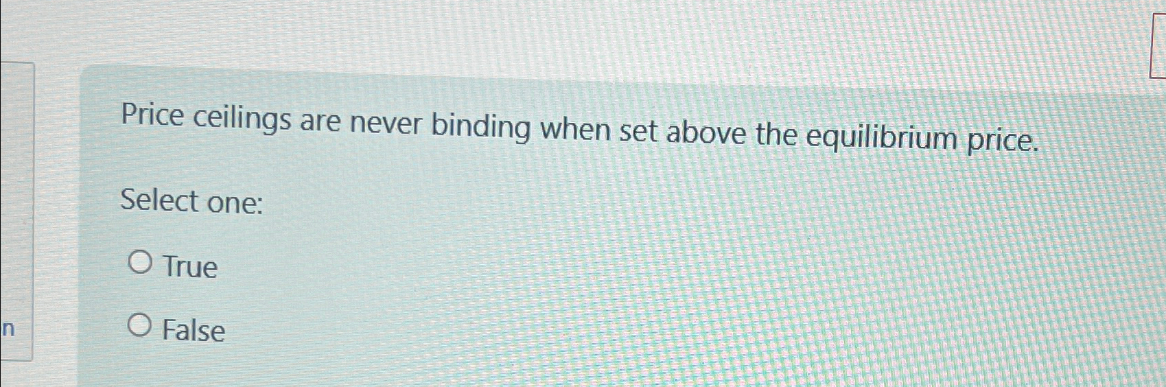 Solved Price ceilings are never binding when set above the | Chegg.com