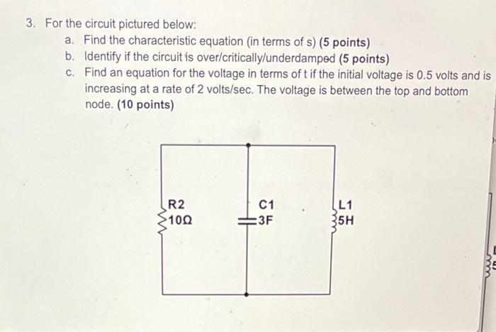 Solved 3. For the circuit pictured below: a. Find the | Chegg.com