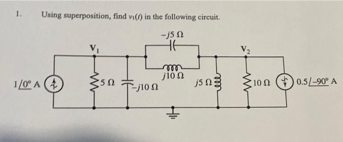 Solved Using superposition, find v1(t) in the following | Chegg.com