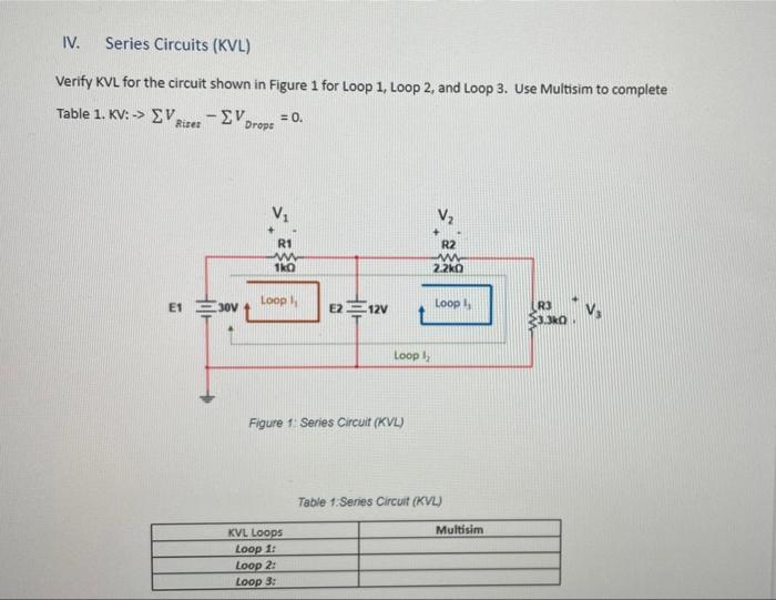 Solved IV. Series Circuits (KVL) Verify KVL for the circuit | Chegg.com