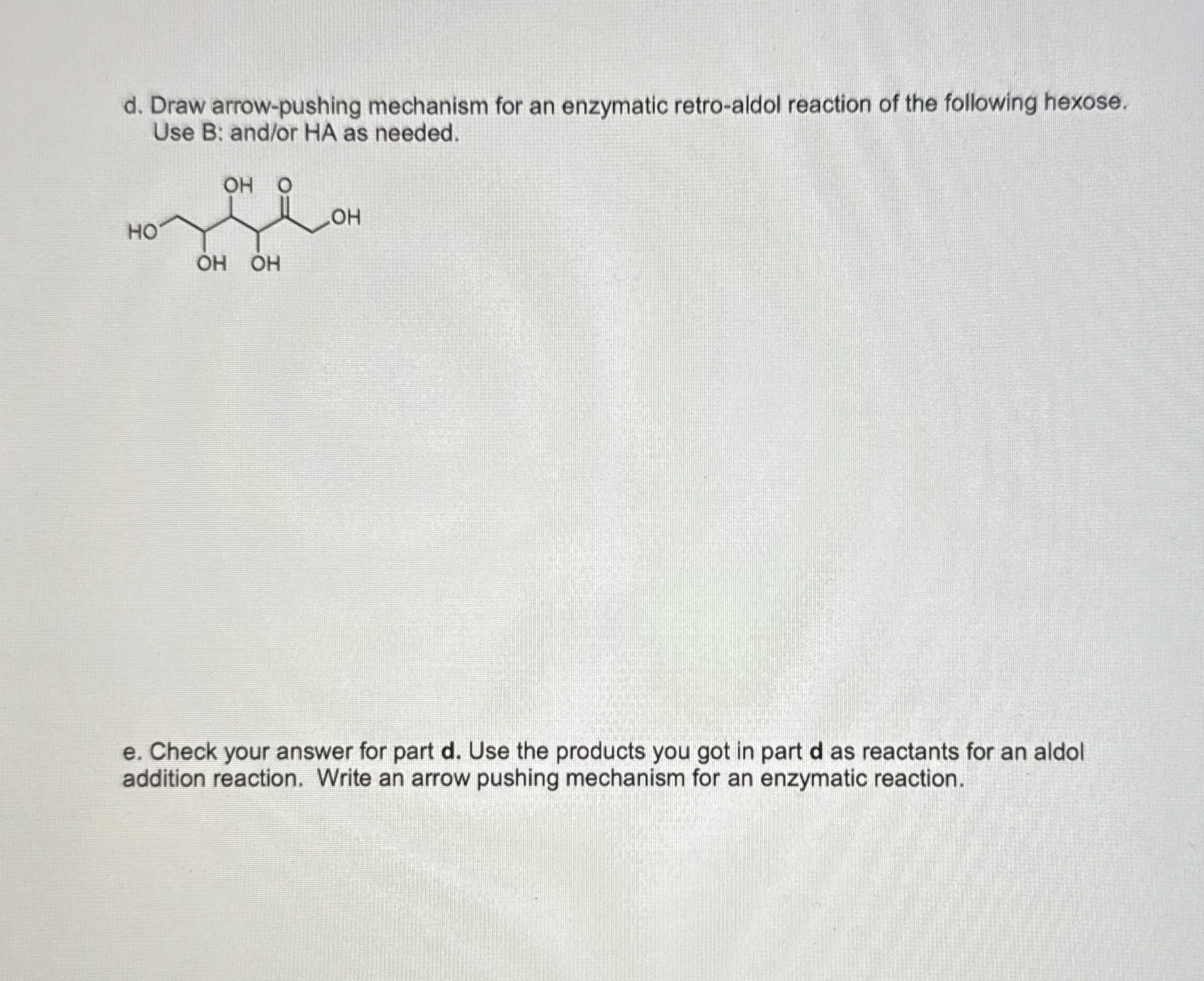 Solved d. ﻿Draw arrow-pushing mechanism for an enzymatic | Chegg.com