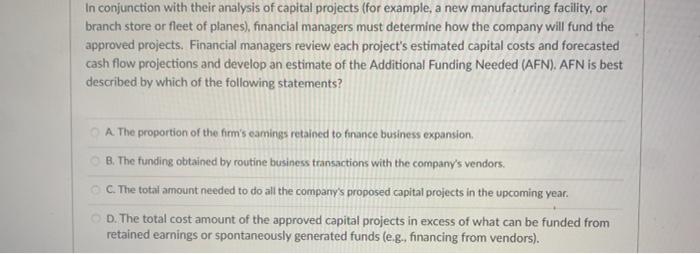 Solved In conjunction with their analysis of capital | Chegg.com