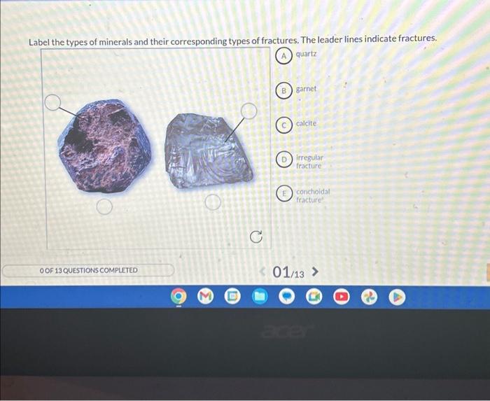 [Solved]: Label the types of minerals and their correspondin