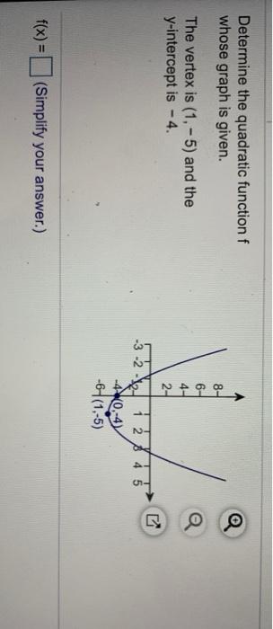 Solved Determine the quadratic function f whose graph is | Chegg.com
