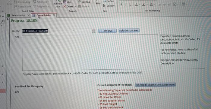 Solved Expected column names: Description, Instock, | Chegg.com