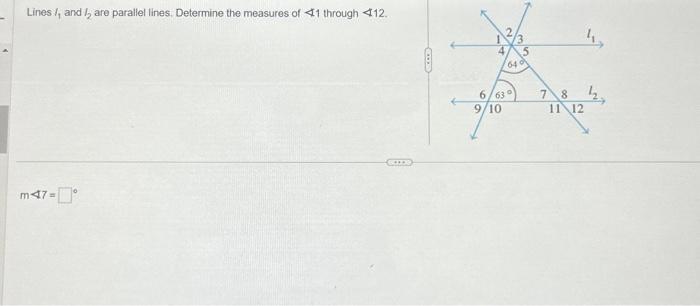 Solved Lines I1 and l2 are parallel lines. Determine the | Chegg.com