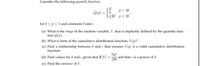 Solved Consider the following quantile | Chegg.com