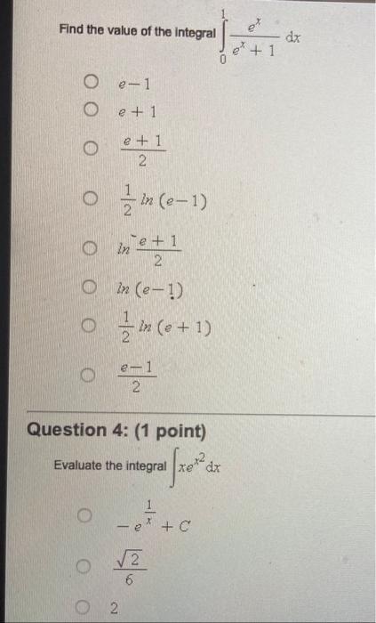 Solved Find the value of the integral ∫01ex+1exdx | Chegg.com