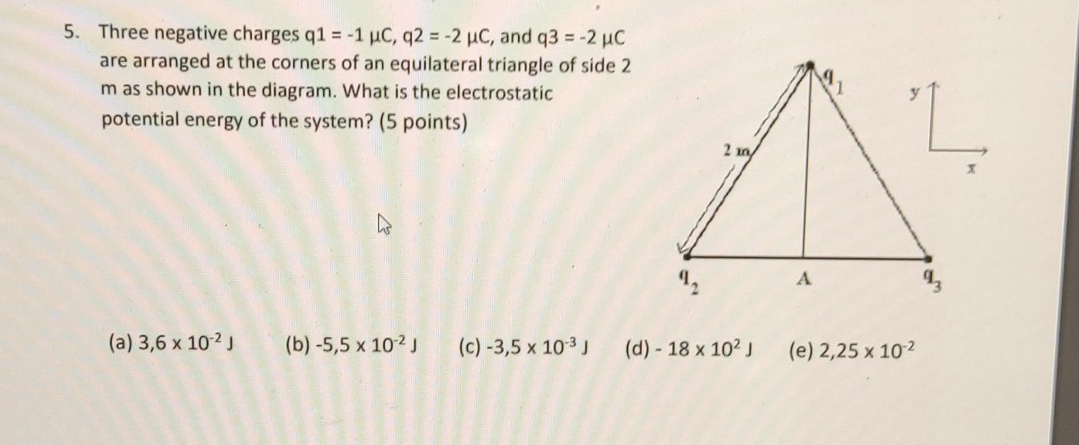 Solved 5. Three negative charges q1=−1μC,q2=−2μC, and | Chegg.com