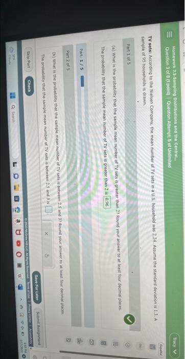 Solved TV sets: According to the Nielsen Company, the mean | Chegg.com