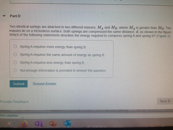 Solved As illustrated in the figure, a spring with spring | Chegg.com