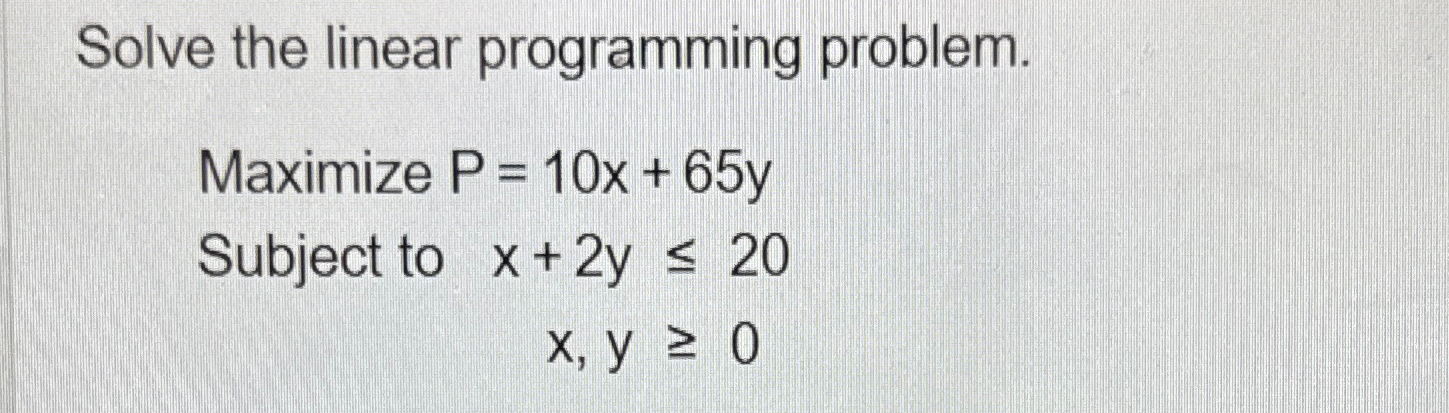 Solved Solve the linear programming problem. ﻿Maximize | Chegg.com