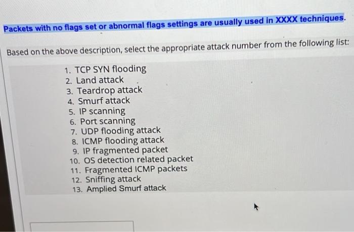 Solved Packets with no flags set or abnormal flags settings | Chegg.com