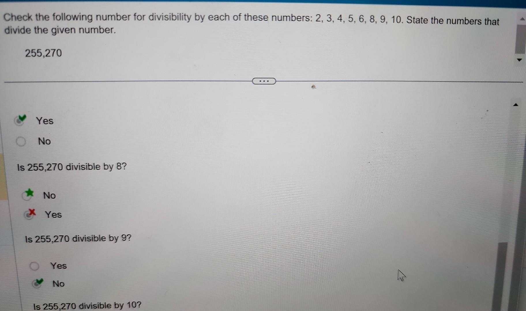 Solved Check the following number for divisibility by each | Chegg.com