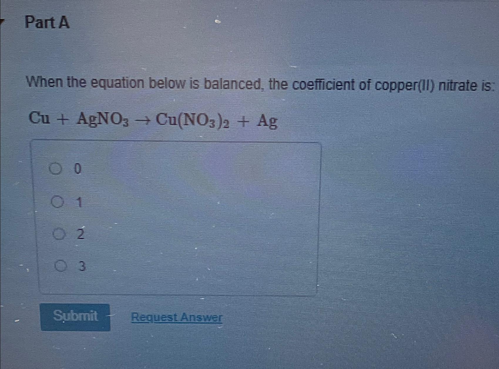 Solved Part AWhen the equation below is balanced, the | Chegg.com