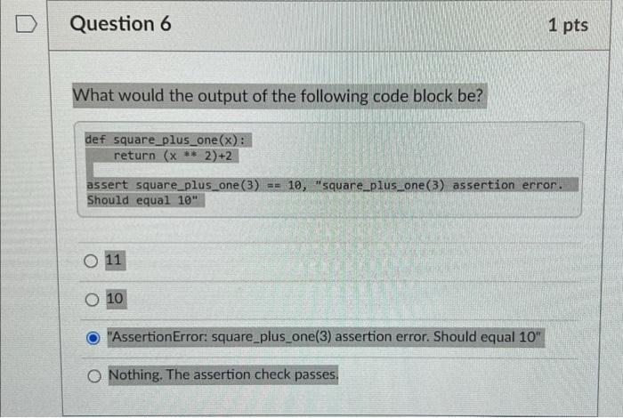 What would the output of the following code block be? | Chegg.com