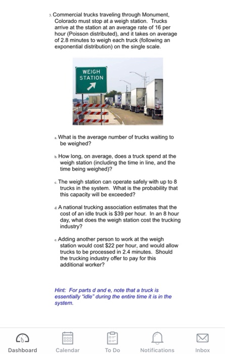 Solved Commercial trucks traveling through Monument, | Chegg.com