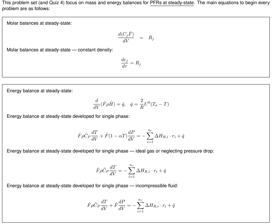 Solved Problem 4: CSTR and PFR - Multiple Reactions Consider | Chegg.com