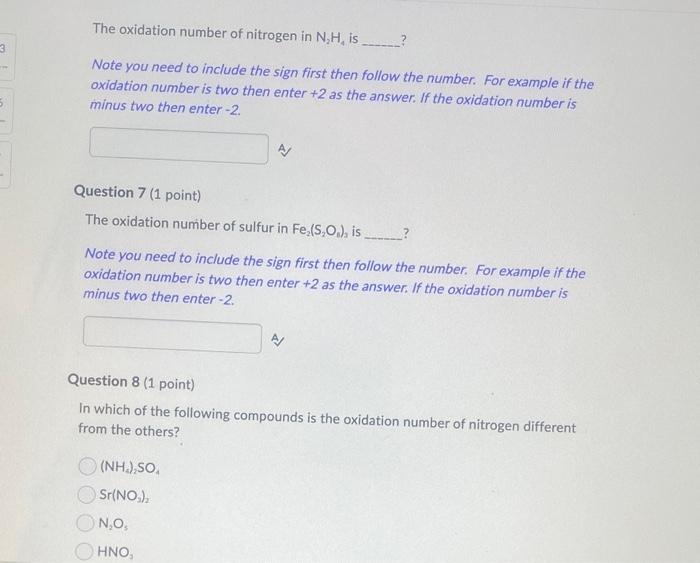 Solved The oxidation number of nitrogen in N2H4 is ? Note | Chegg.com