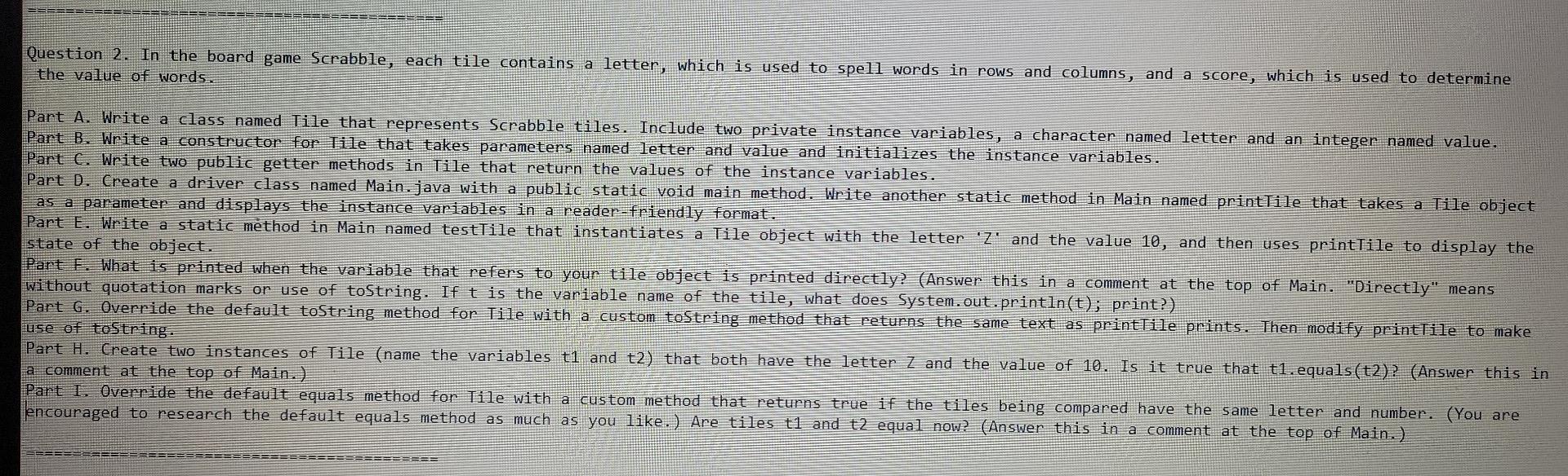Solved SELE Question 2. In the board game Scrabble, each | Chegg.com
