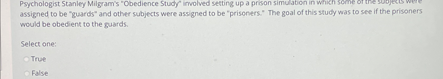 Solved Psychologist Stanley Milgram's "Obedience Study" | Chegg.com