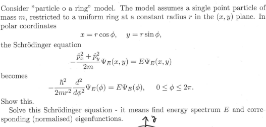 Consider "particle o a ring" model. The model assumes | Chegg.com