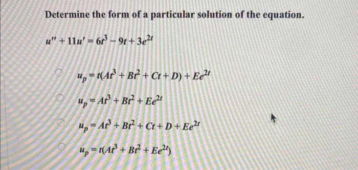 Solved Determine the form of a particular solution of the | Chegg.com