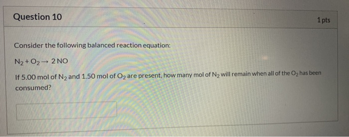 Solved Question 10 1 pts Consider the following balanced | Chegg.com