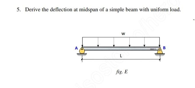 Solved 5. Derive the deflection at midspan of a simple beam | Chegg.com