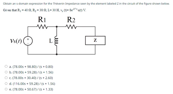 Solved Obtain an s-domain expression for the Thévenin | Chegg.com