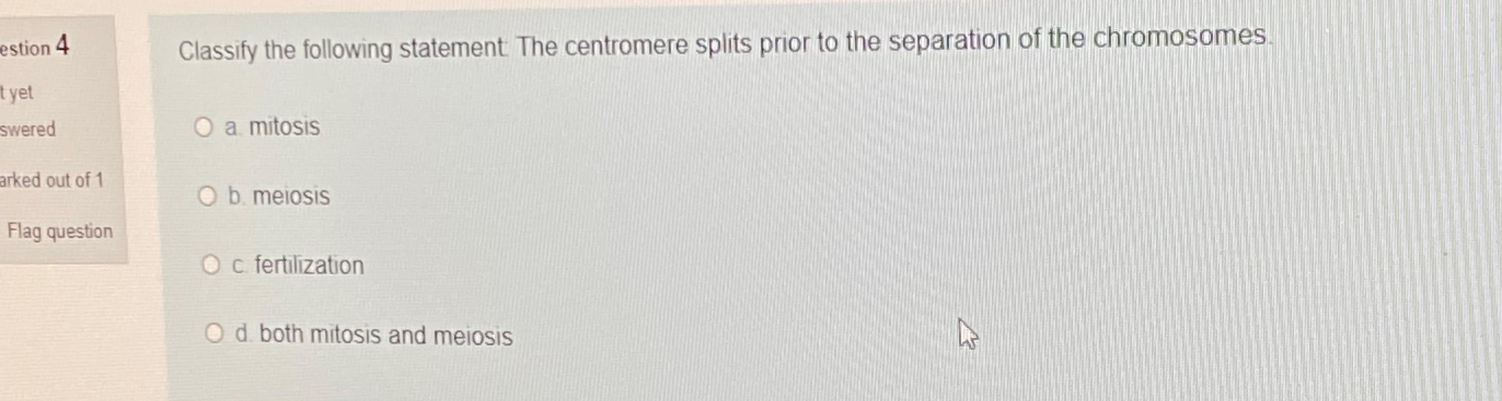 Solved Classify the following statement The centromere | Chegg.com Solved Classify the following statement The centromere | Chegg.com