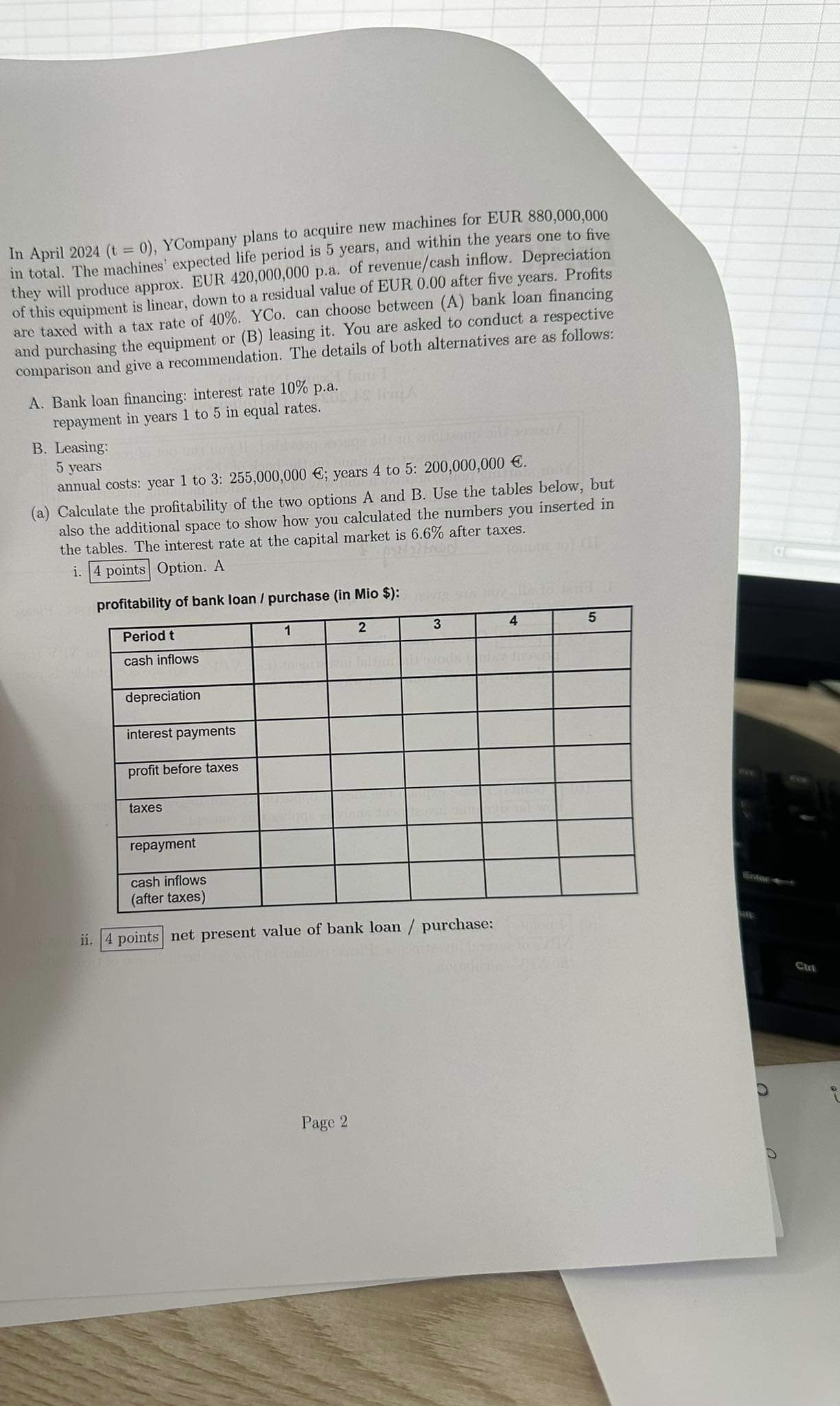 Solved In April \( 2024(t=0) \), ﻿YCompany plans to acquire | Chegg.com