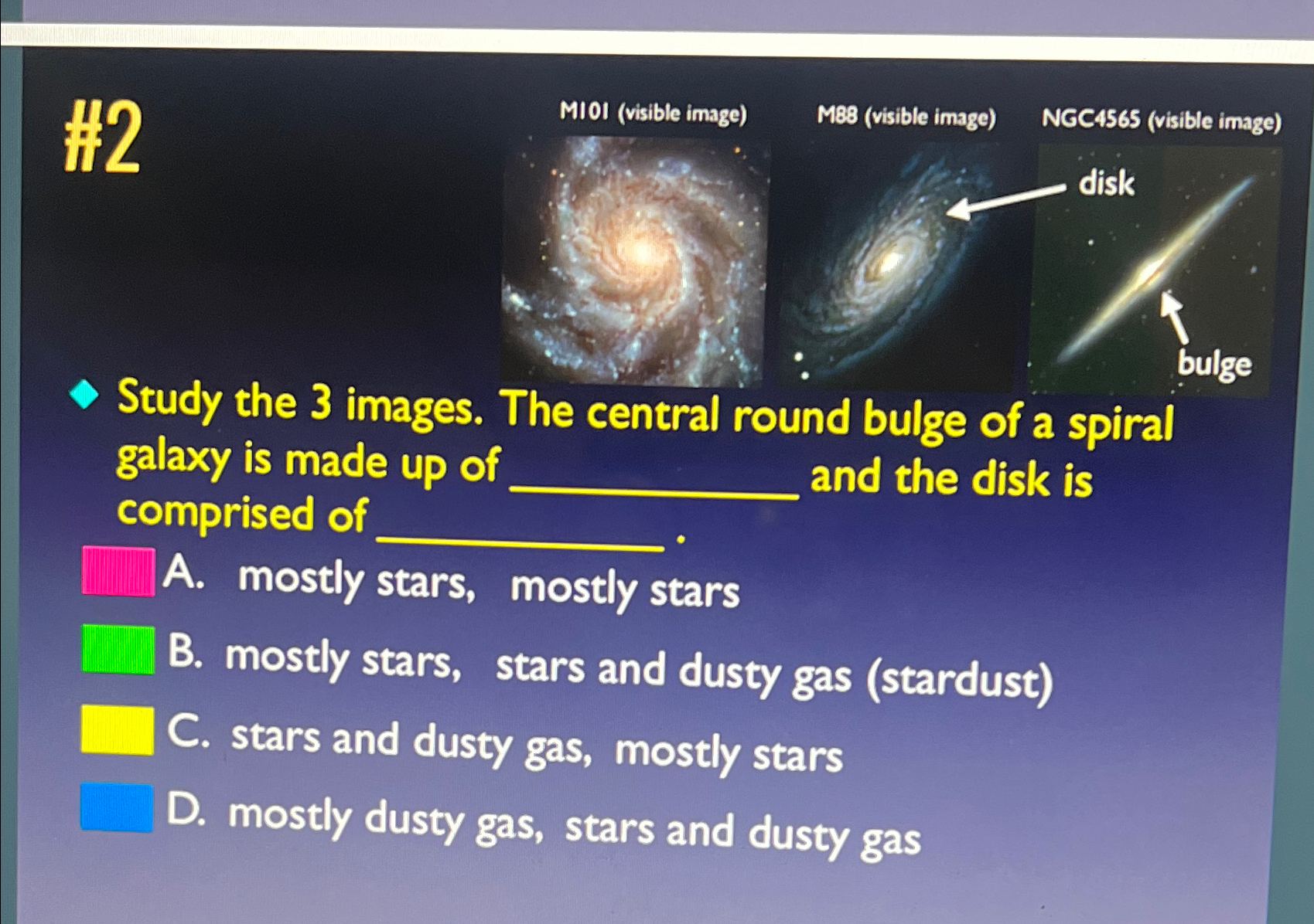 Solved #2Study the 3 ﻿images. The central round bulge of a | Chegg.com