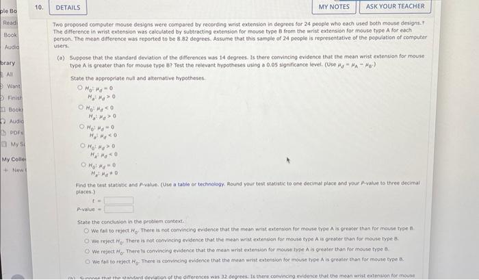 Solved Two proposed computer mouse designs were compared by | Chegg.com