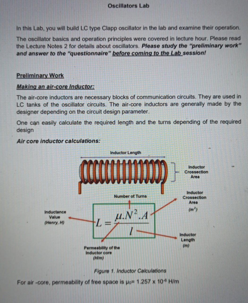 Oscillators Lab In this Lab, you will build LC type | Chegg.com