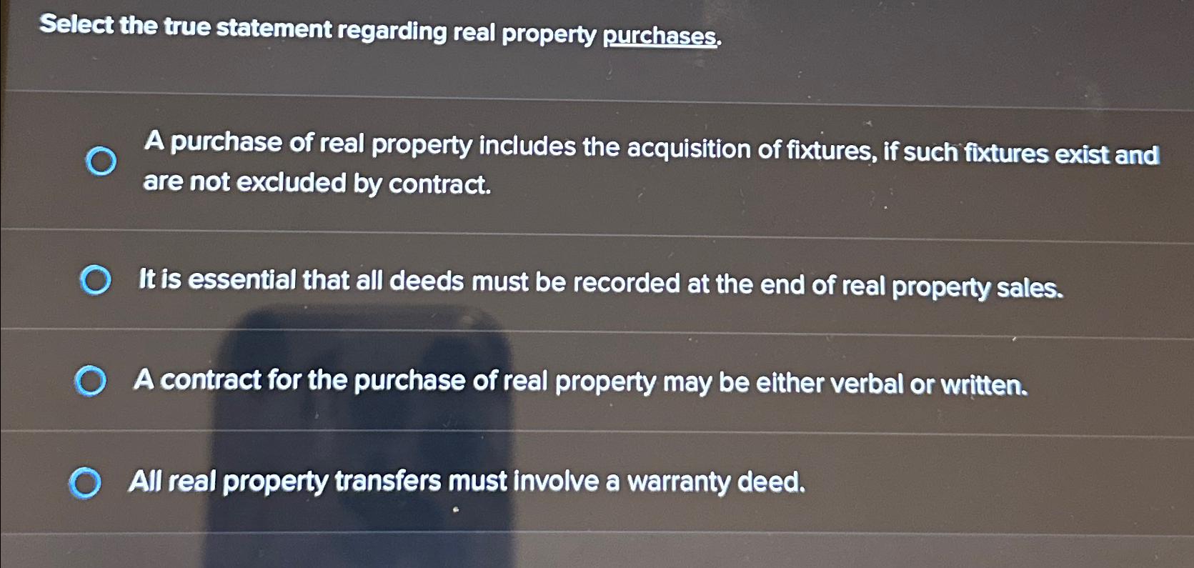 Solved Select the true statement regarding real property | Chegg.com
