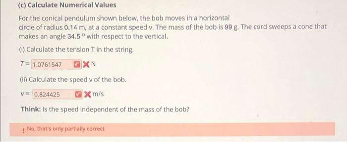 Solved (c) Calculate Numerical Values For the conical | Chegg.com