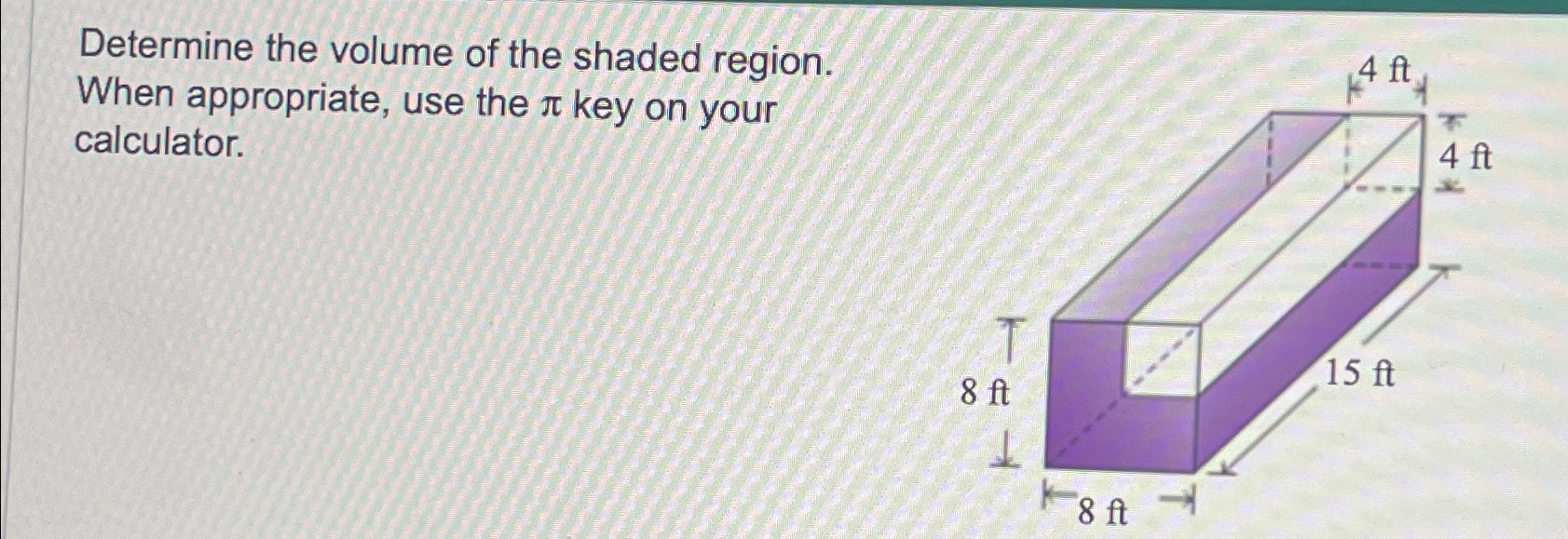 Solved Determine the volume of the shaded region. When | Chegg.com
