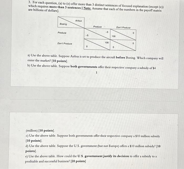 Solved 3. For each question, (a) to (e) offer more than 3 | Chegg.com
