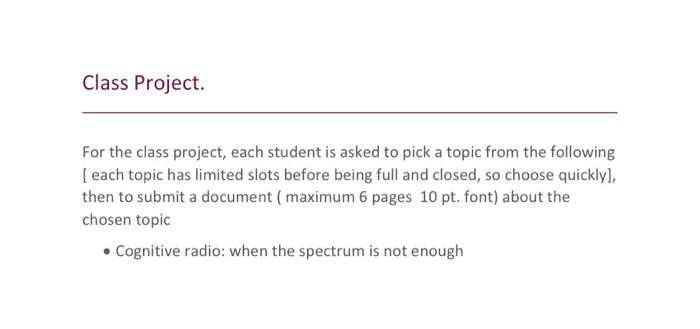 Solved Class Project. For the class project, each student is | Chegg.com