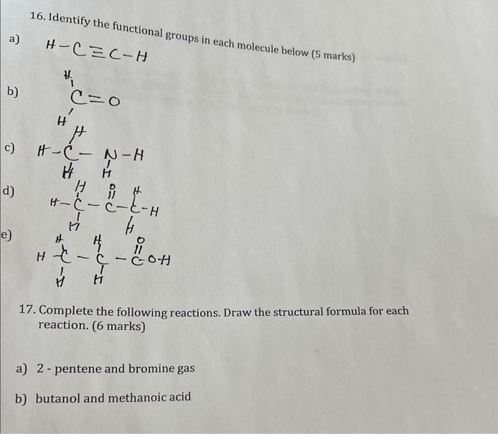 Solved 16. Identify the functional groups in each molecule | Chegg.com