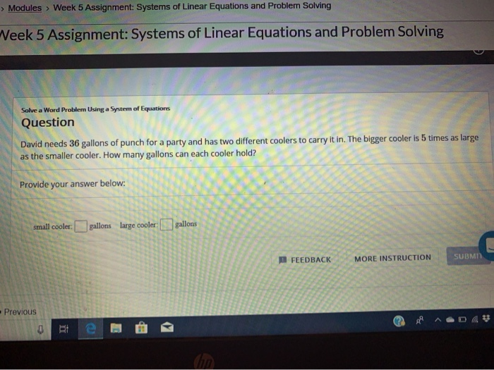 Solved > Modules > Week 5 Assignment Systems of Linear | Chegg.com