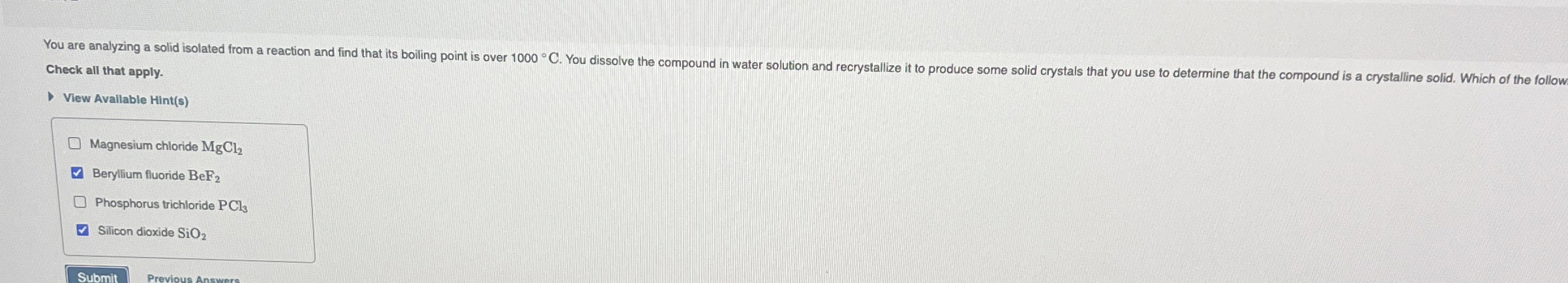 Solved Check all that apply.View Avallable Hint(s)Magnesium | Chegg.com
