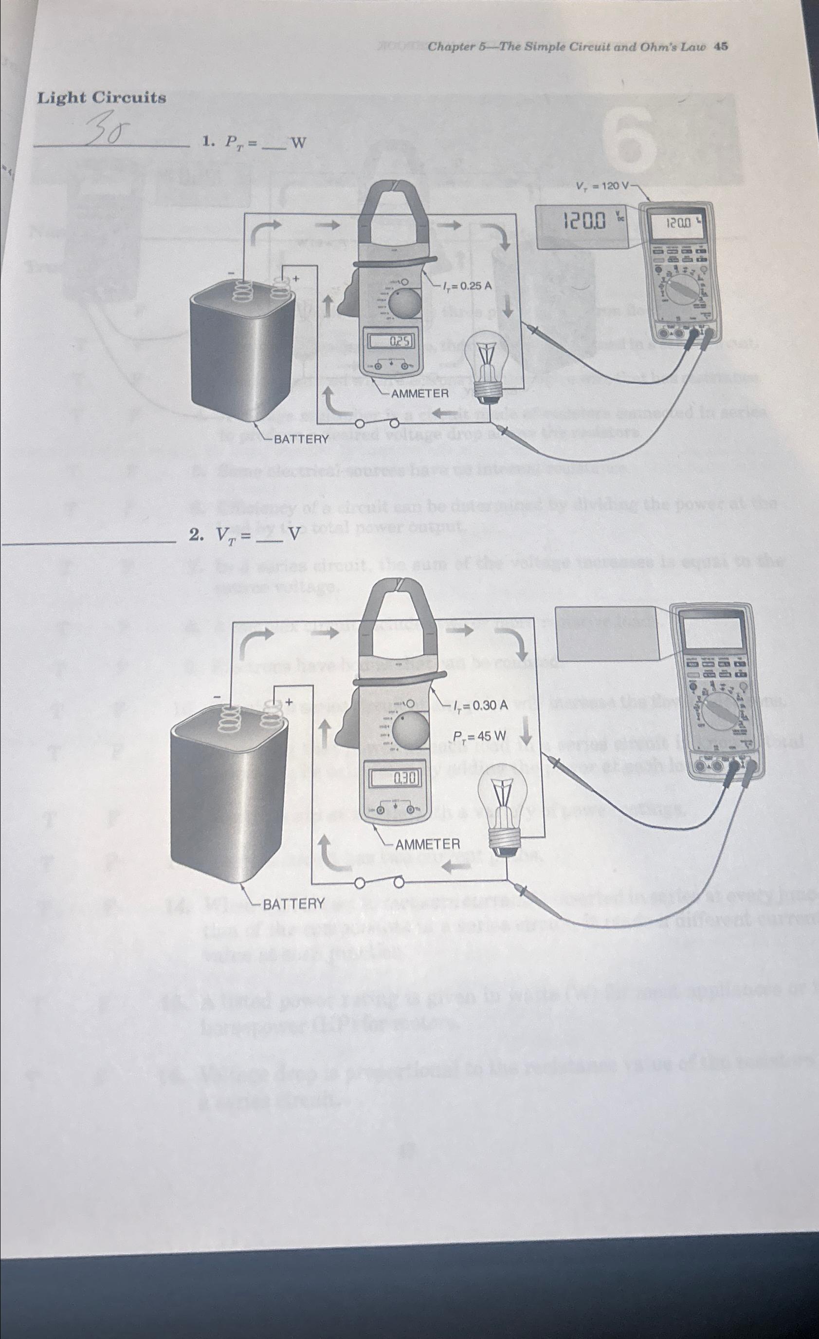 Solved Chapter 5-The Simple Cireuit and Ohm's Law 45Light | Chegg.com