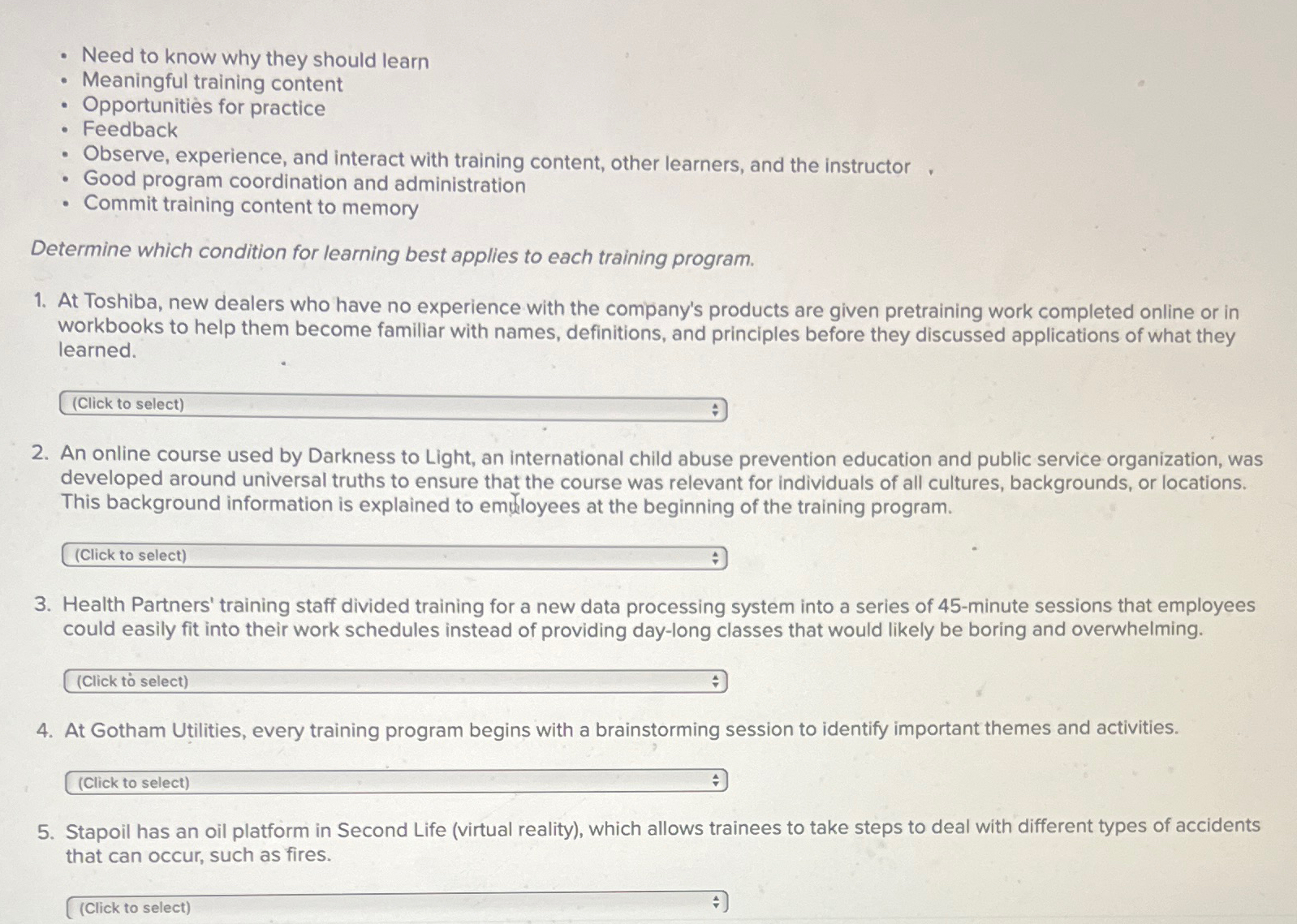 Solved Need to know why they should learnMeaningful training | Chegg.com