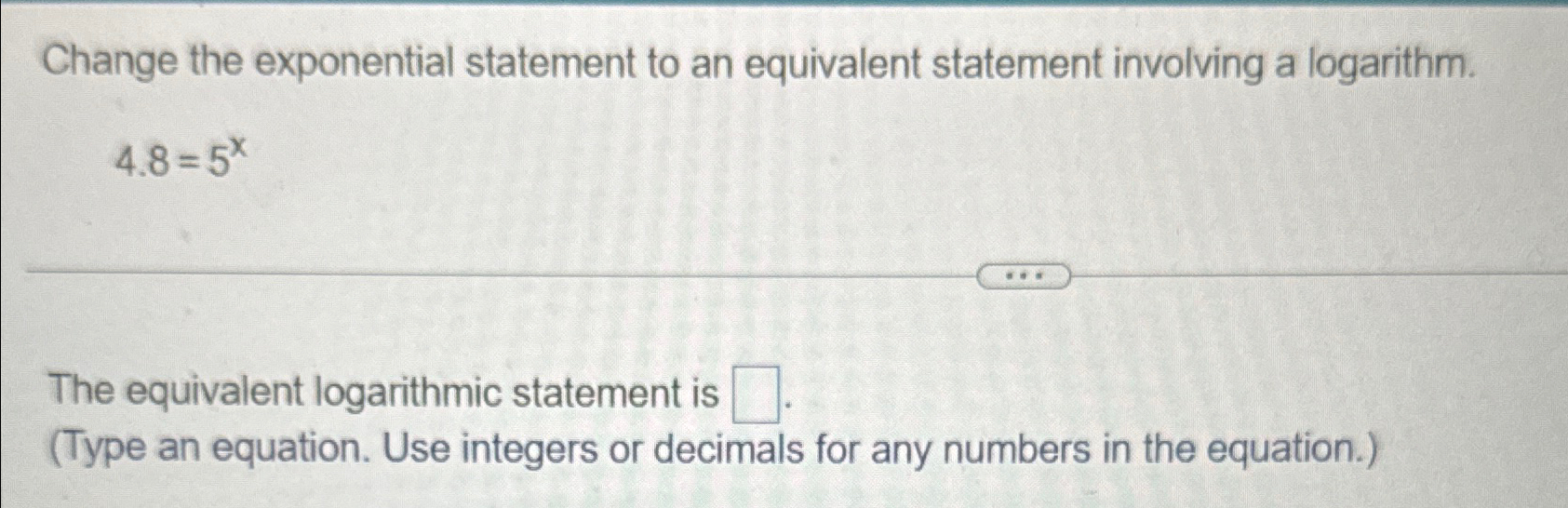 Solved Change the exponential statement to an equivalent | Chegg.com